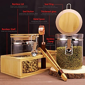 Matifaner Glass Coffee Storage Containers with Measuring Spoon, Airtight Food Storage jars with Lids, Glass Coffee Canister with Shelf and Scoop for Coffee,Sugar, Loose Tea, Set of 2 (27OZ×2P)