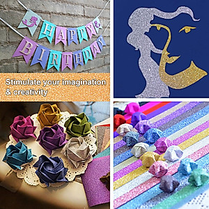 40 Sheets 20 Colors Glitter Cardstock, BetyBedy Cricut Paper Cardstock, No-Shed Sparkly Glitter, A5 Glitter Paper for Arts and Crafts - Card Making, Scrapbooking, DIY Projects