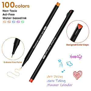 Hethrone Fine Tip Pens - Colored Pens Fineliner Pens Journal Planner Pens for Bullet Journaling Note Taking Office School Supplies 100 Colors