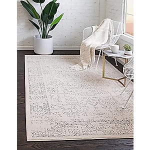Unique Loom Isabella Collection Area Rug - Adjani (10' x 14' Rectangle, White/Blue)