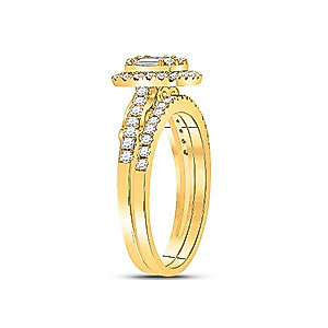 3/4 Carat (G-H, I1) Baguette Diamond Engagement Ring Wedding Set in 14K Yellow Gold