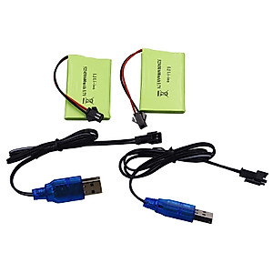 Blomiky 2 Pack 3.7V 600mAh Lithium Rechargeable Battery and 2 USB Charger Cable Compatible with Some Remote Control Robot Dog K9 Battery 2