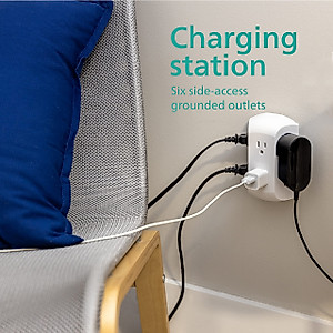 Philips 6-Outlet Extender, 2 Pack, Grounded Wall Tap, Adapter Spaced Outlets, 3-Prong, Multiple Plug, Quick and Easy Install, Cruise Essentials, Use for Home Office, UL Listed, White, SPS1742WA/37