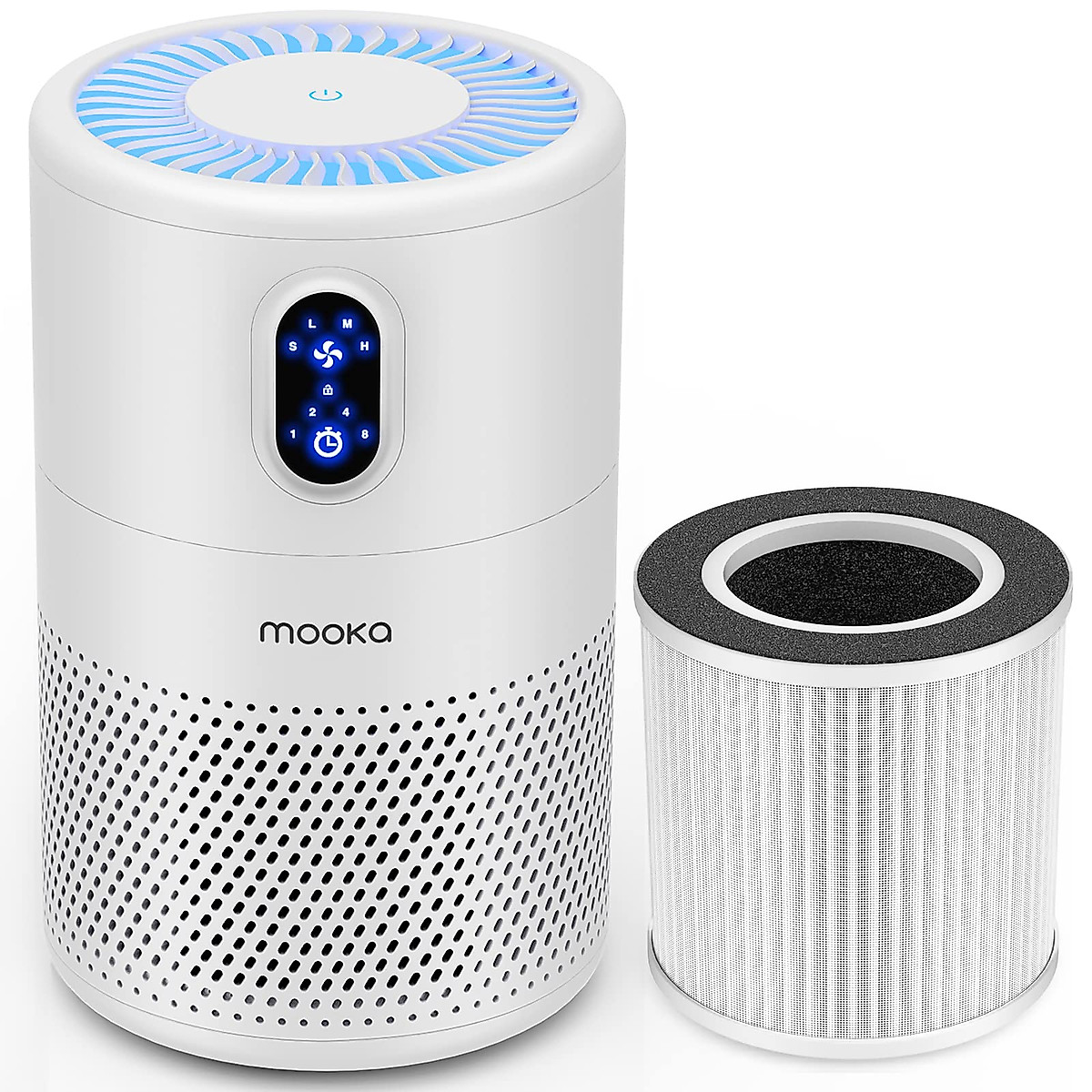 MOOKA B-D02L Air Purifier (Filter pre-installed) & 1 Pack Extra Official Certified Replacement Filter