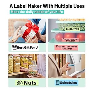 Vixic Label Makers D1600 Label Maker Machine, Portable Bluetooth Label Printer with 4 Colors Tape, Multiple Fonts Icons, Compatible with iOS Android for Home School Office Organization, Rechargeable