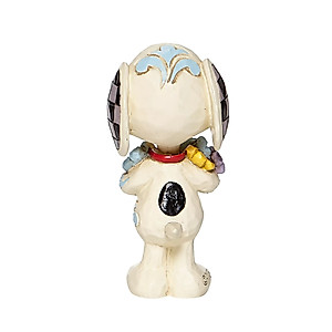 Enesco Peanuts by Jim Shore Snoopy Holding Spring Flowers Miniature Figurine, 3 Inch, Multicolor White