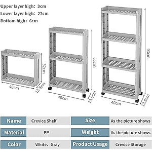 OXOAMP Storage Shelves Rack for Kitchen Kitchen Storage Cart Storage Rack Mobile Shelving Unit Organizer Slide Out Storage Rolling Cart Tower