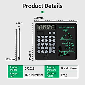 ROATEE Desktop Calculators with Writing Tablet, Dual Powered Basic Calculators, 12 Digital Calculators with Large LCD Display for Office, School, Home & Business