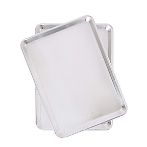Nordic Ware Natural Aluminum Commercial Baker's Half Sheet, 2-Pack + Nordic Ware Half Sheet Cover (13 by 18 Inch, Clear)