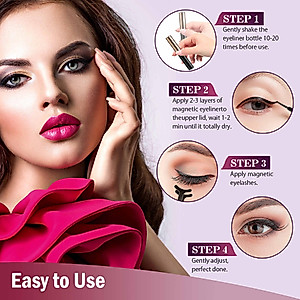 Magnetic Eyelashes Kit ， Crwahie 10 Pair Magnetic Lashes with Eyeliner & Tool, 3D Long Lasting Magnetic Eyelashes Natural Look Reusable Sweatproof False Eyelashes, Easy to Wear, No Glue Needed