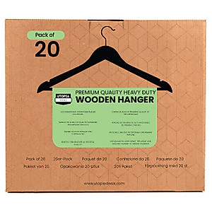 Utopia Home 20 Pack Premium Wooden Hangers - Durable & Slim Coat Hangers - Suit Hangers with 360-Degree Rotatable Hook - Wood Hangers with Shoulder Grooves (Natural Color)