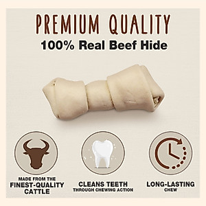 Cadet Premium Grade Beef Hide for Dogs, Long Lasting Rawhide Knotted Bones Single Ingredient Dog Chews, 4"-5" Dog Bones, 1 Pound