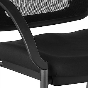 Office Star ProGrid Deluxe Stackable Visitor's Chair with Breathable Back and Padded Lumbar Support Seat, with Rolling Casters, Coal FreeFlex