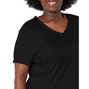 JUST MY SIZE womens Cool Dri V-neck Shirt, Black, 2X US