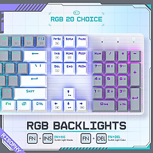 104-Key RGB Backlit Mechanical Gaming Keyboard - 2.4G/USB-C/Bluetooth, Programmable, PBT Keycaps, Rechargeable