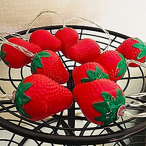 LEKIBOP 10LED Fruit Strawberry String Lights Battery Powered Indoor Outdoor Lighting Lamp for Wedding Home Birthday Garden Yard Patio Party Decorations