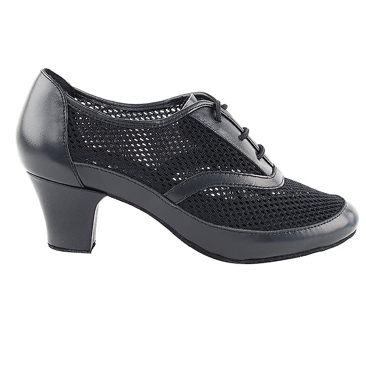Very Fine Dancesport Shoes - Comfortable Ladies Latin, Salsa Ballroom Practice Dance Shoes - CD1108 Black Leather 2-inch Heel & Shoe Bag (Size 10)
