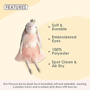 MON AMI Princess Bunny Stuffed Doll - 18", Soft & Cuddly Plush Animal Doll for Kids of All Ages, Use as Toy or Room Décor