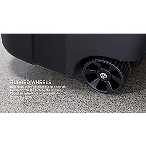 32 Gallon Wheeled Outdoor Garbage Can with Attached Snap Lock Lid and Heavy-Duty Handles, Black, Heavy-Duty Construction, Perfect Backyard, Deck, or Garage Trash Can, 2 Pack