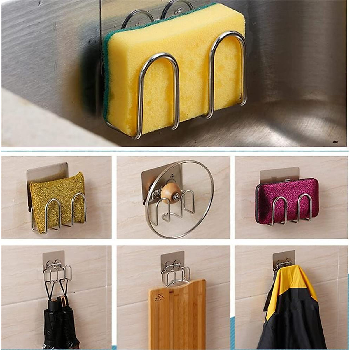 chenyesun 2 PCS of Wall Mount Pot Lid Holder ,Stainless Steel Stainless Steel Pot Pan Lid Cover Cutting Board Holder, Pan Lid Organizer Pot Hangers for Kitchen ,Bathroom, Cabinets