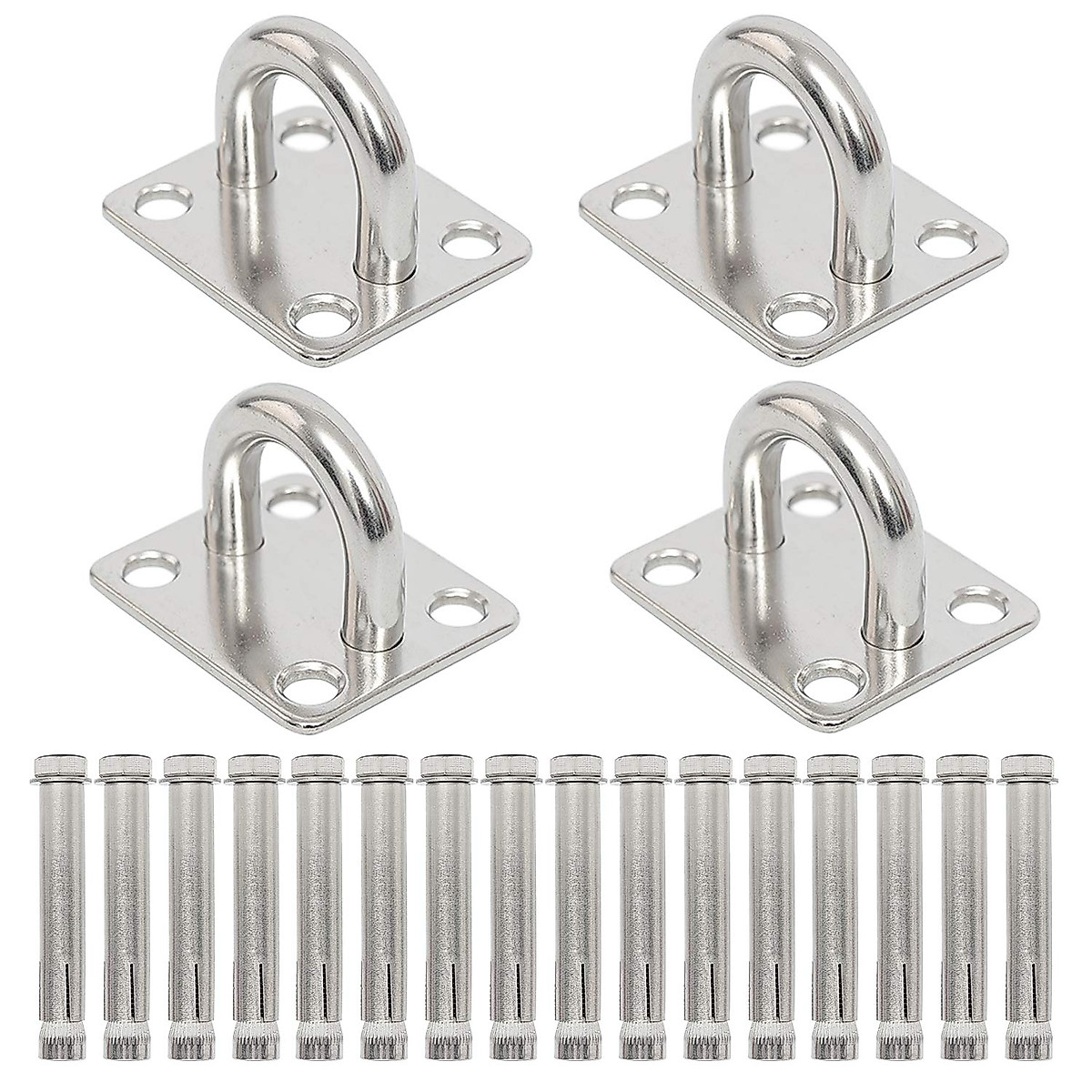 Wall Ceiling Mount Pad Eye Plate, Heavy Duty Marine Hardware Staple Loop U-Shaped Ring Hook Sail Shade Hardware, Suspension Kit for Resistance Training Straps,Yoga Swings, Hammock & Gym Accessories