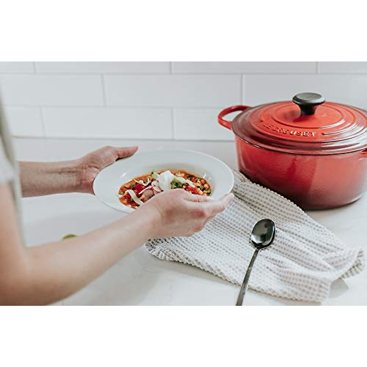Le Creuset Enameled Cast Iron Signature Round Dutch Oven, 7.25 qt., Cerise