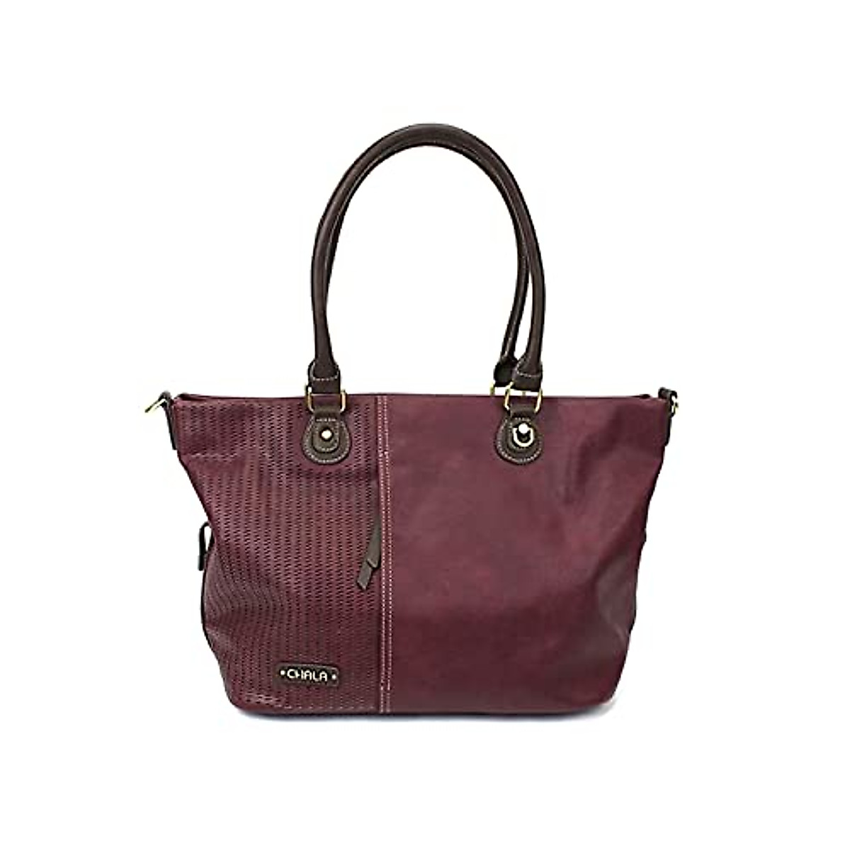 Chala Group Chala German Shepherd Laser Cut Large Crossbody Tote Shoulder Handbag, Dog Mom (Plum)
