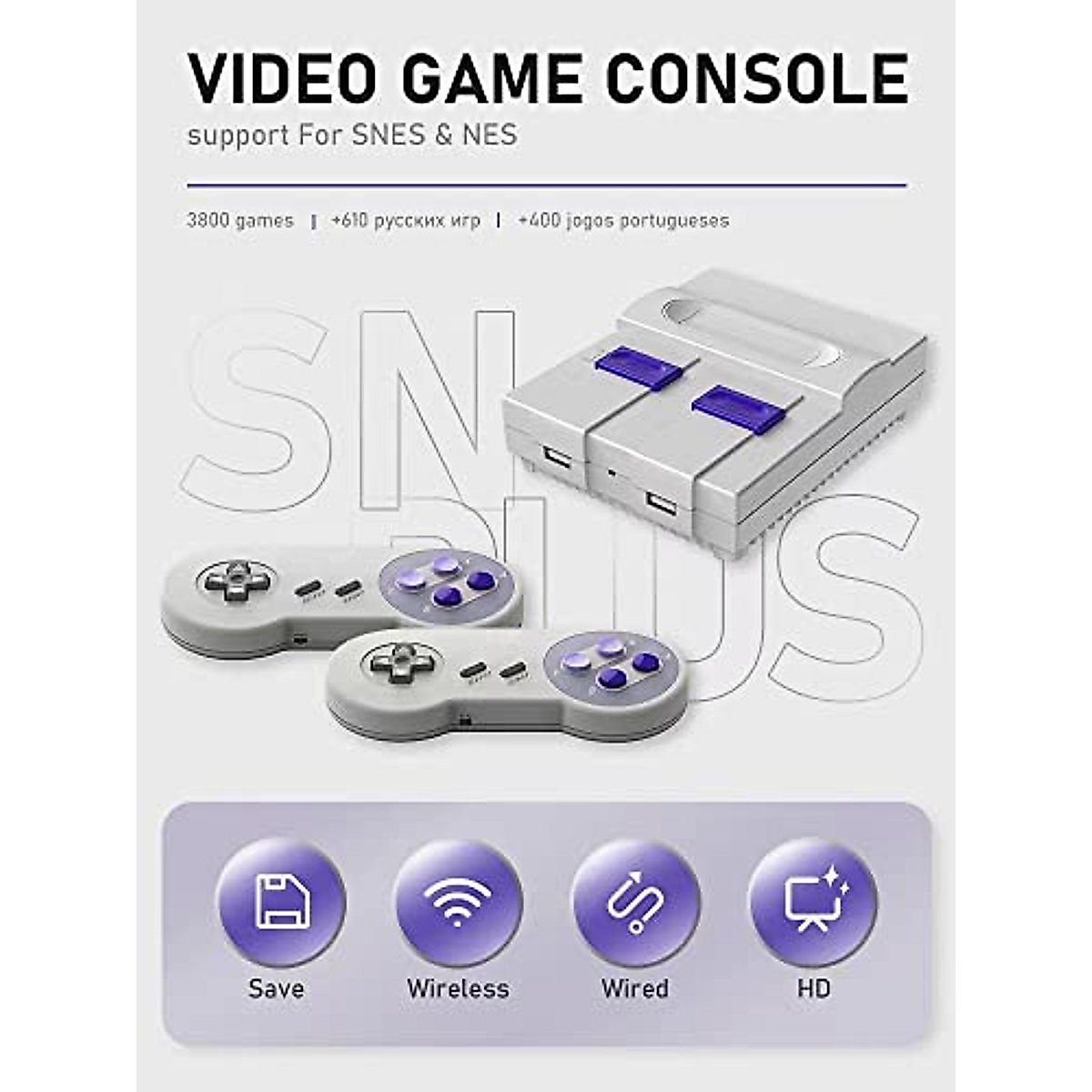 Super Classic Retro Game Console,4K HDMI Video Game System with Built in 2000+ Old School Classic Games and Dual Game Controllers Wireless,Support TF Card and Plug and Play.
