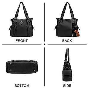 CELELA Conceal Carry Purses for Women Large Tote and Shoulder Bag with Cross Western Style Handbags Washed Leather Bag