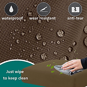 FLYMEI Patio Cushion Covers 25x27x5 Waterproof Outdoor Cushion Cover Replacement 4Packs Outdoor Seat Cushion Slipcover for Rattan Chair Sofa, Taupe