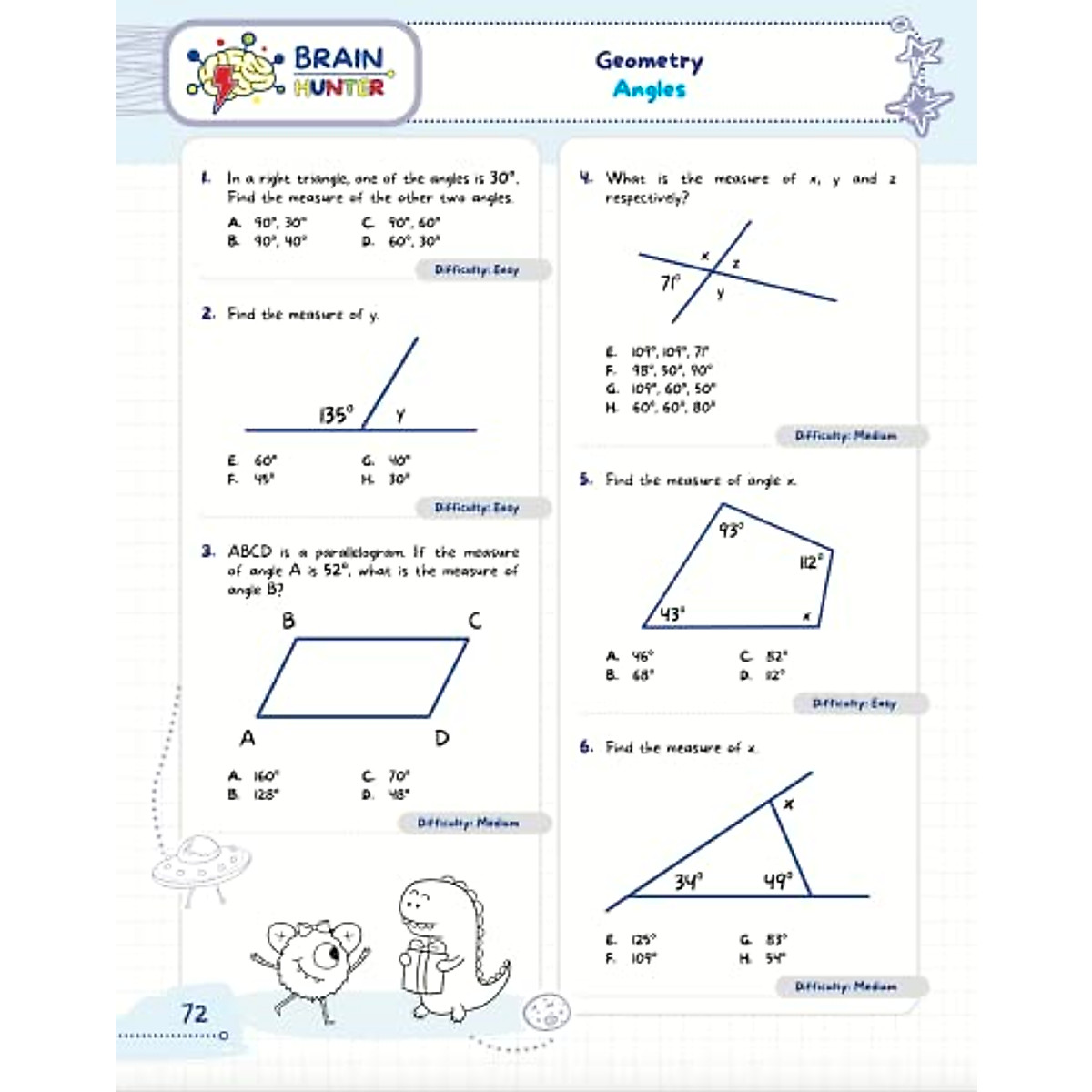 Math Practice Workbook Grades 6-8: 1000+ Questions You Need to Kill in Middle School by Brain Hunter Prep (Arithmetic, Algebra, Geometry, Measurement, ... more in Kill It Series by Brain Hunter Prep)