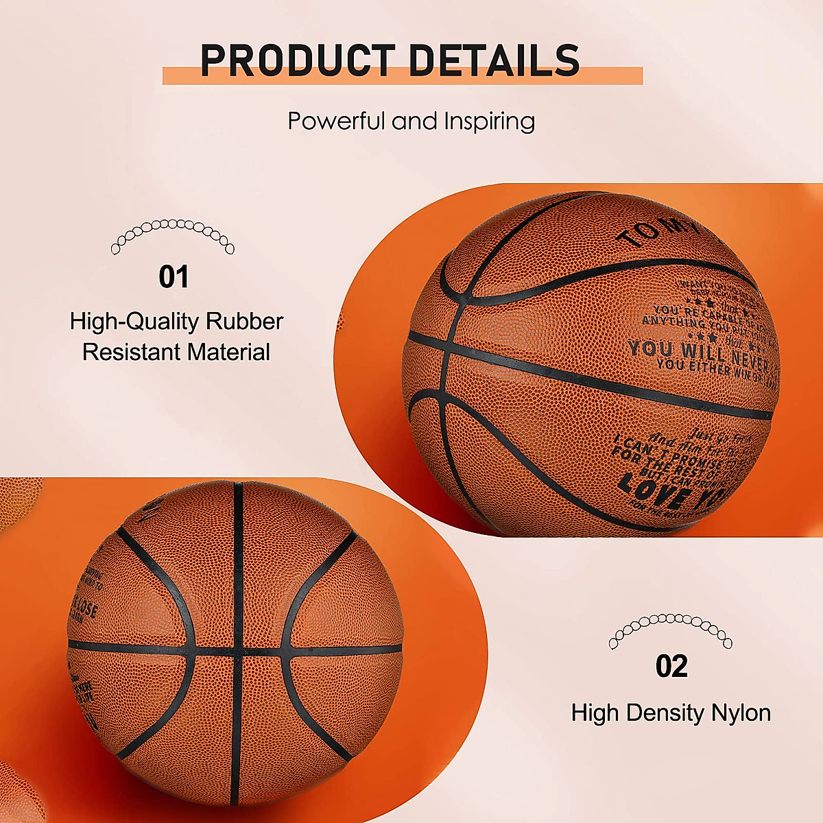 CaleesLLC to My Son 29.5 Inch Basketball Engraved You Will Never Lose Encouragement Gift for Graduation Birthday