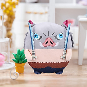 ZIFUNMUR Anime Plush Doll Toy Tanjirou Nezuko Stuffed Plushie Figures Keychain Decoration Kids Gifts Halloween Cosplay Props (Hashibira Inosuke, 20cm/7.87inch)