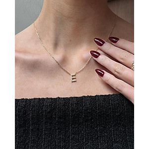 PAVOI 14K White Gold Plated Cubic Zirconia Initial Necklace | Letter Necklaces for Women | C Initial