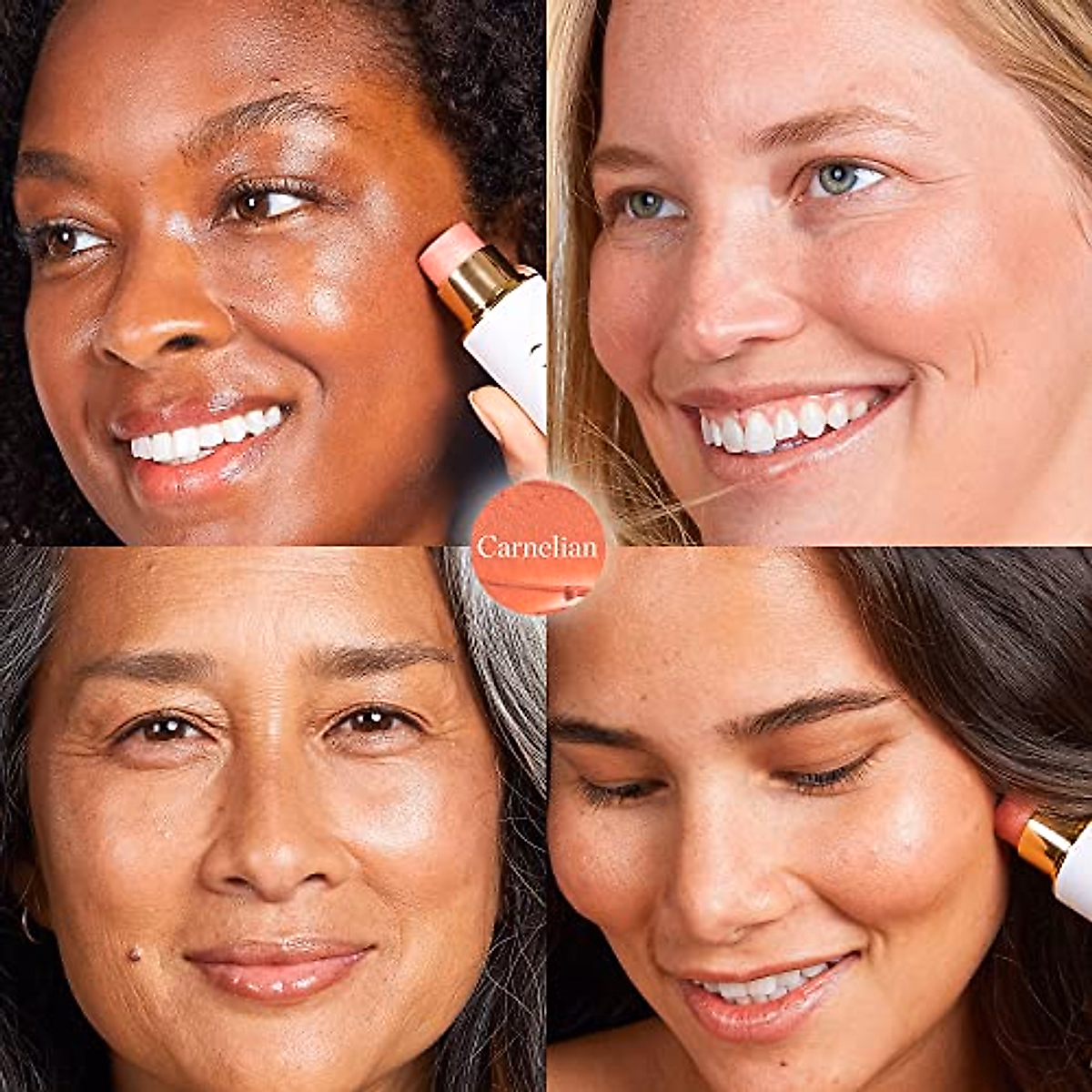 Ogee Sculpted Face Stick (CARNELIAN - SHEER LUMINOUS CORAL) Certified Organic Face Makeup - Multi-Use Cream Blush & Highlighter