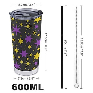 Magic Star 20 Oz Travel Coffee Mug with Lid Tumbler Drinking with Straw Brush Water Car Cup