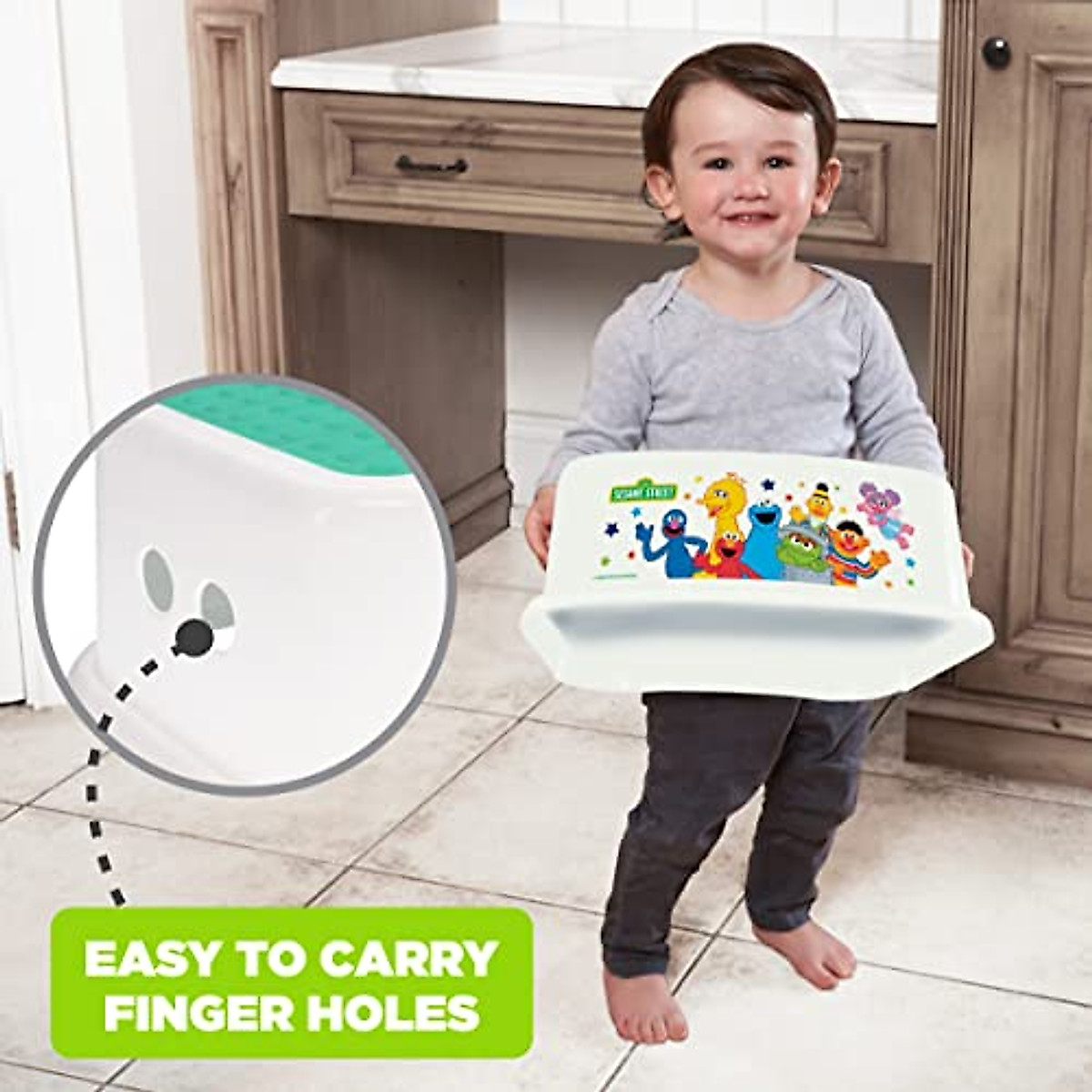 Sesame Street Sesame Squad Step Stool - Kids Step Stool, Potty Training, Non-Slip, Bathroom, Kitchen, Lightweight