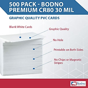 500 Pack - Bodno Premium CR80 30 Mil Graphic Quality PVC Cards