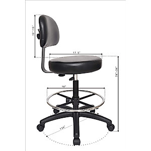 Chair Master Adjustable Chair/Stool for Exam Rooms, Labs, Doctor and Dentist Offices. Easy to Clean! 24"-34" Seat Height. 18" Foot Ring (Tall Bench Height, Black)