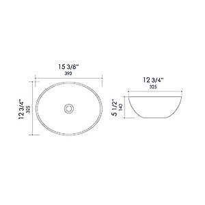 ALFI brand ABC913 Bathroom Sink, 15.38"L x 12.75"W x 5.5"H, White