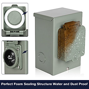 PAULINN 50 Amp Generator Power Inlet Box| NEMA 3R Power Inlet Box|125/250 Volt, 12500W, PB50, SS2-50P, Generator Plug| for Outdoor Receptacle, Generator Outlet| Weatherproof, ETL Listed