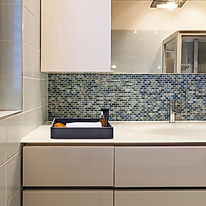 Decor Trends Leather Valet Tray for Men Decorative Catchall Tray Vanity Dresser Tray Nightstand Organizer Dump Tray for Keys Watches Phone Glasses,Black Leather