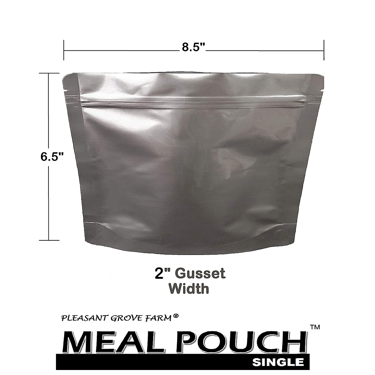 Pleasant Grove Farm 7 Mil Zip Lock Mylar Bags Stand Up Gusseted Pouch (50, MEAL POUCH (SINGLE) 8.5 x 6.5 x 2)
