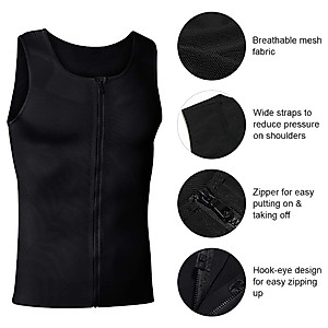 GSKS Compression Shirts for Men Body Shaper Slimming Shirts Shapewear with Zipper Black