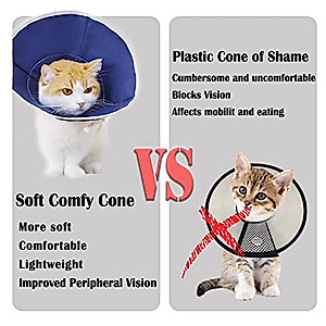 Soft Cloth Cat Cone Collar for Cats Kitten, Recovery Elizabethan Cone for Cat After Surgery, Adjustable E Cone Collar Loops,Cat Anti Licking Protective Wound Healing Collar (M)