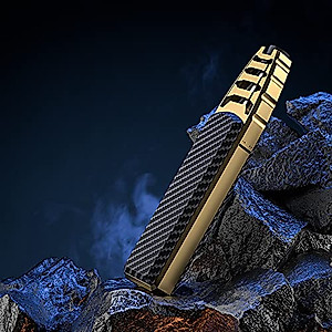 Jnfire Butane Torch Lighter Refillable Windproof Single Jet Torch Lighters Adjustable Flame with Gift Box for Kitchen Dining, BBQ Camping Hiking Without Butane-Black Gold Color