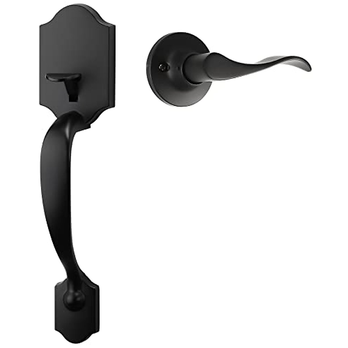 goldenwarm Black Front Door Handle, Entry Door Handle and Reversible Handle Lever, Single Cylinder Front Door Handle Only, Matte Black Front Door Entry Handleset, Entry Way Door Handle