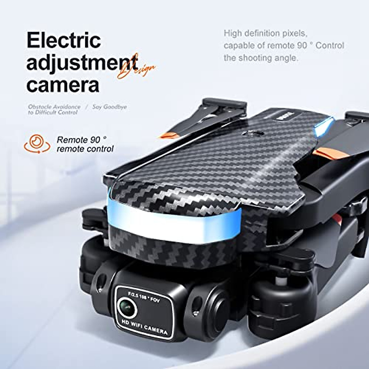 GBSELL Carbon Fiber Dual Camera Drone - 8K High-Definition Picture Level - 12 + Minutes Flying Time - Opticals Positioning Hover,393ft Maximum Flight Altitude for Party (BK 68A)