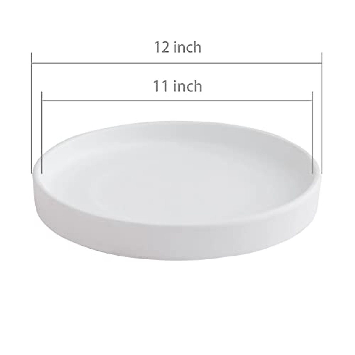 Woiida 12 Inch Large Ceramic Saucer - Ceramic Drainage Tray for Plant Pot (Matte White)