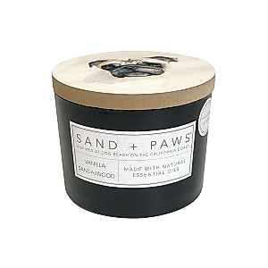 Sand + Paws Scented Candle - Vanilla Sandalwood –Luxurious Air Freshening Jar Candles Neutralize pet Odors and Enhance Home décor – 100% Cotton Lead-Free Wicks - 12 oz